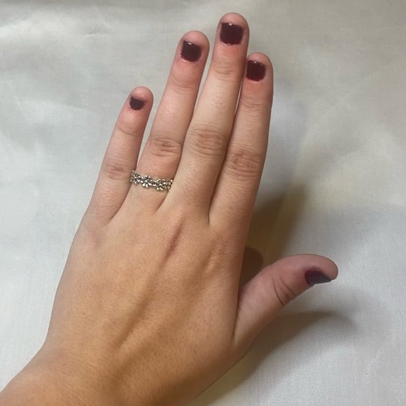 Jewelry | Daisy Chain Silver Boho Ring Stackable Flower Ring Grunge ...